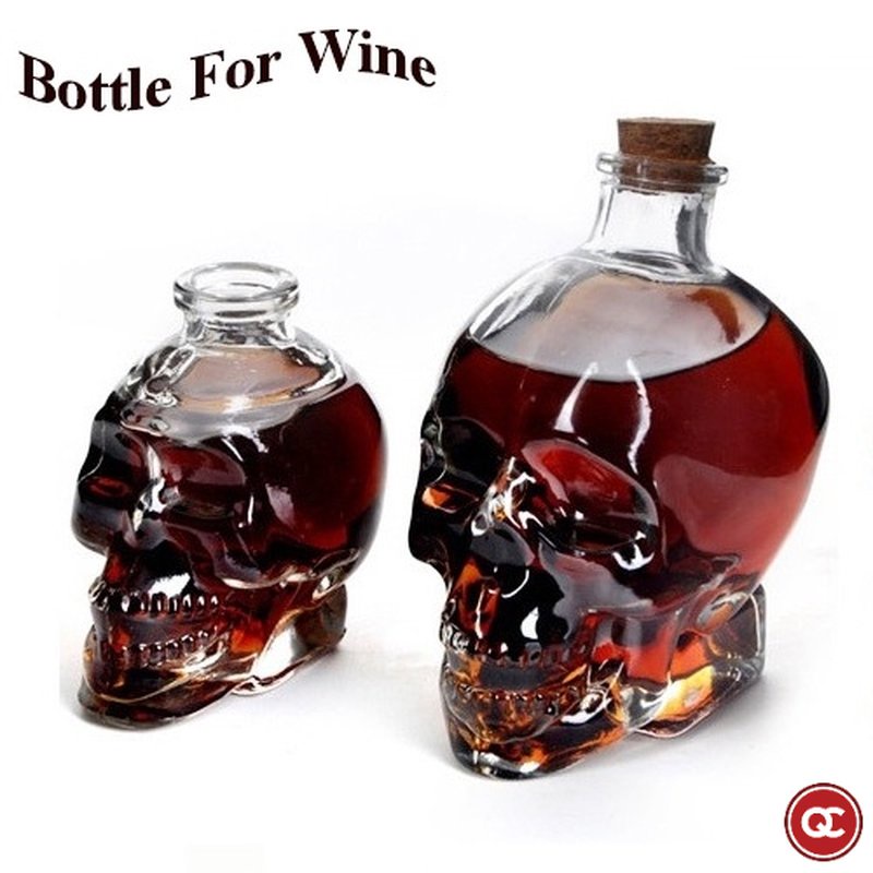 QC Glass Skull Bottle Creative Crystal Skull Vodka/Wine Bottle, 180ML ...