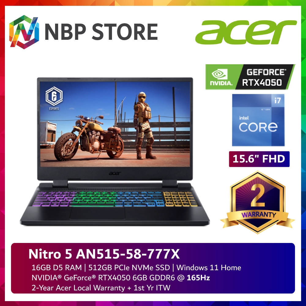 Acer Nitro 5 AN515-58-777X 15.6" FHD 165Hz Gaming Laptop ( I7-12650H ...