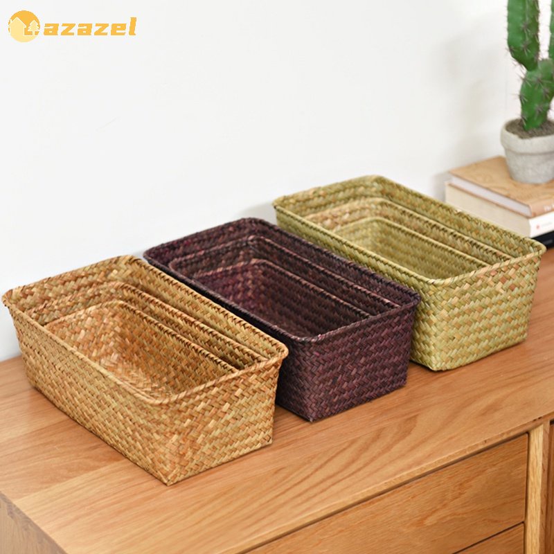 Ready Stock Straw Storage Boxes Simple Sundries Storage Basket Woven ...