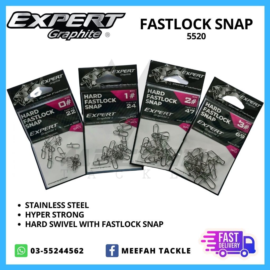 EXPERT GRAPHITE Hard Fast Lock Snap ( 5520 ) Fishing Snap & Swivel Kili ...