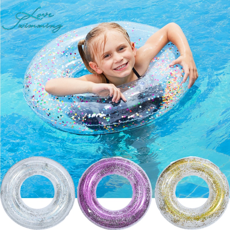 Transparent Glitter Pool Foats Swimming Ring Adult Children Inflatable ...