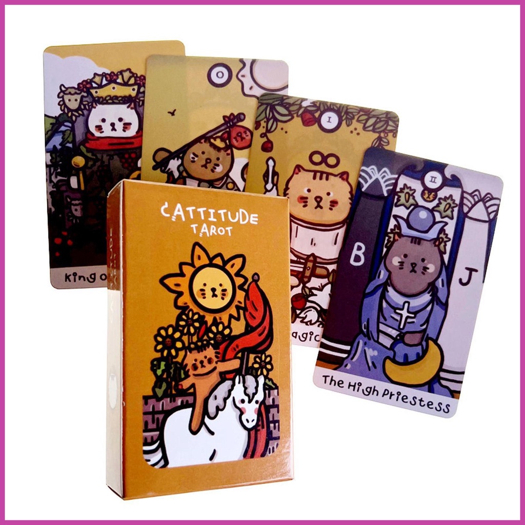 Cattitude Tarot Deck Borderless Tarot Deck Box High Gloss Glowing ...