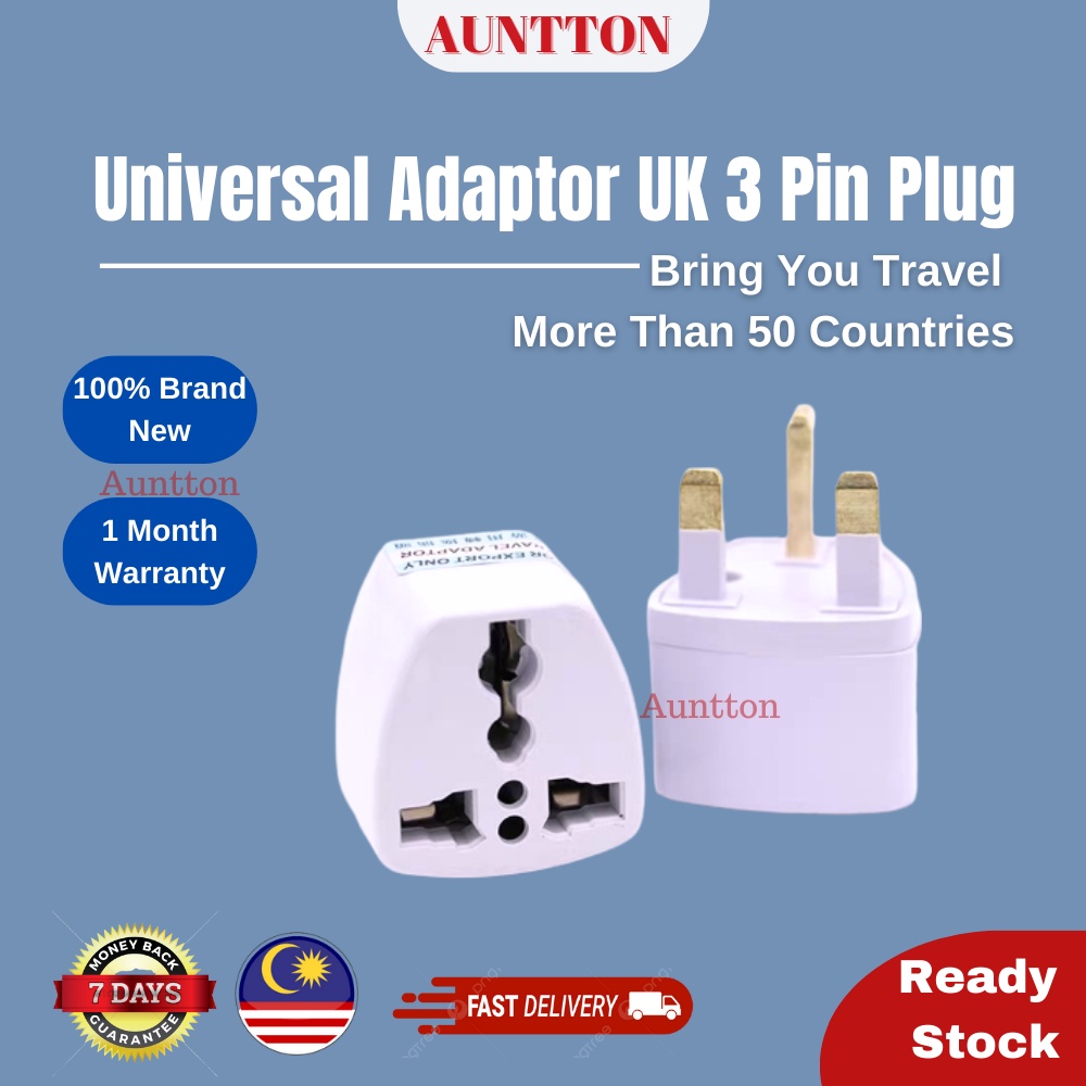 Auntton | Universal Socket Plug Converter Adapter Travel Adaptor UK 3 ...