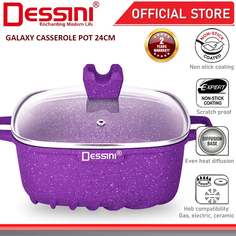 DESSINI ITALY 24CM Casserole Die Cast Aluminium Non Stick Pot Bowl Pan ...