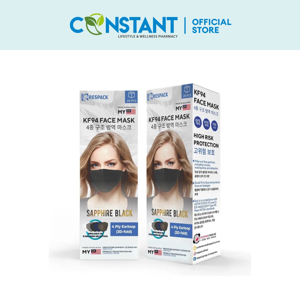 Respack KF94 Face Mask 20 Pieces (Sapphire Black) | Shopee Malaysia