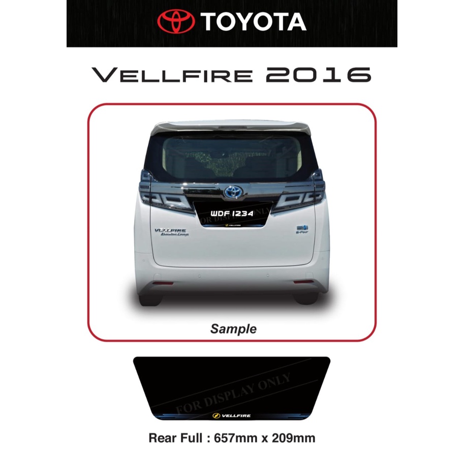 Toyota Vellfire 2016 Acrylic Kereta Plat Nombor Papan Belakang Penuh ...