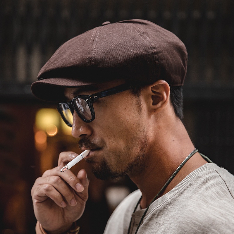 Newsboy Cap Men's Twill Cotton Hat 8 Panel Hat Baker Caps Retro Gatsby ...