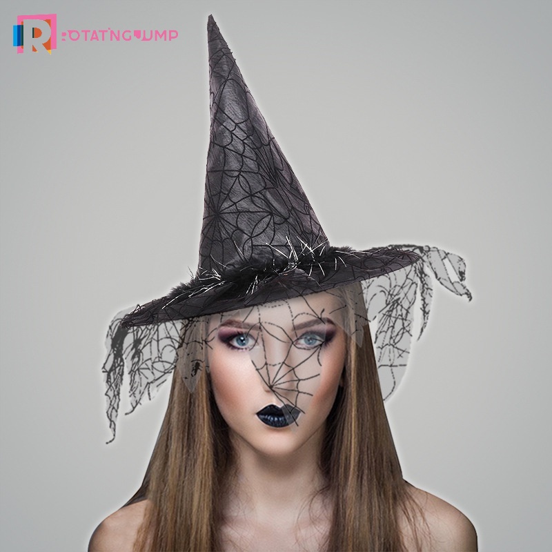 All Saints' Day Supplies,Halloween Witch Hat Wizard Cap With Spider Web ...