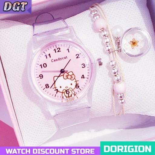 DGT Hello Kitty Kids Watch Primary Cute Girl WatchesTransparent Band ...