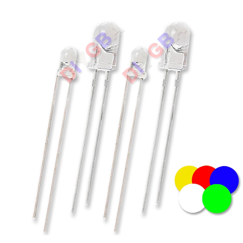 100PCS 3MM 5MM LED Round Water Clear Green Yellow Blue White Red Led ...