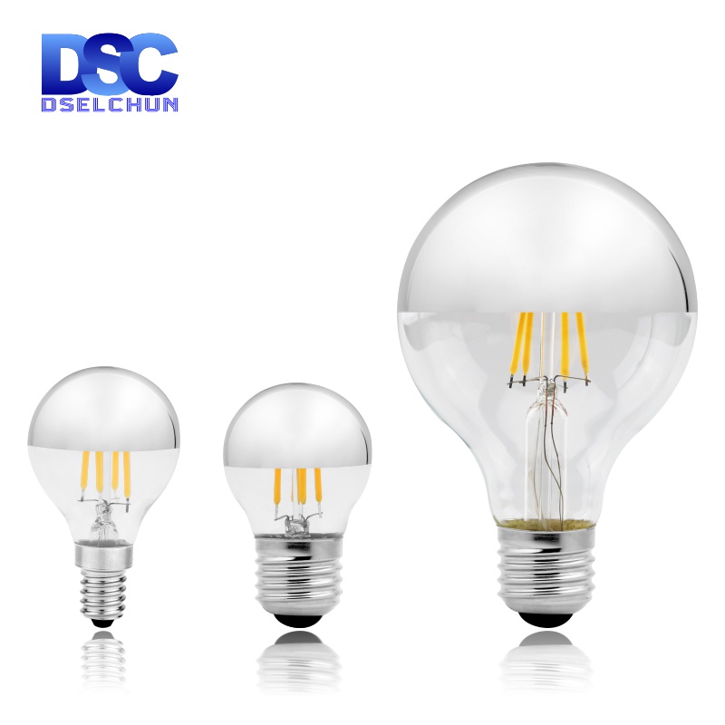 DSELCHUN Mirror Silver Retro Edison LED Light Bulb E14 E27 4W G45 A60 ...