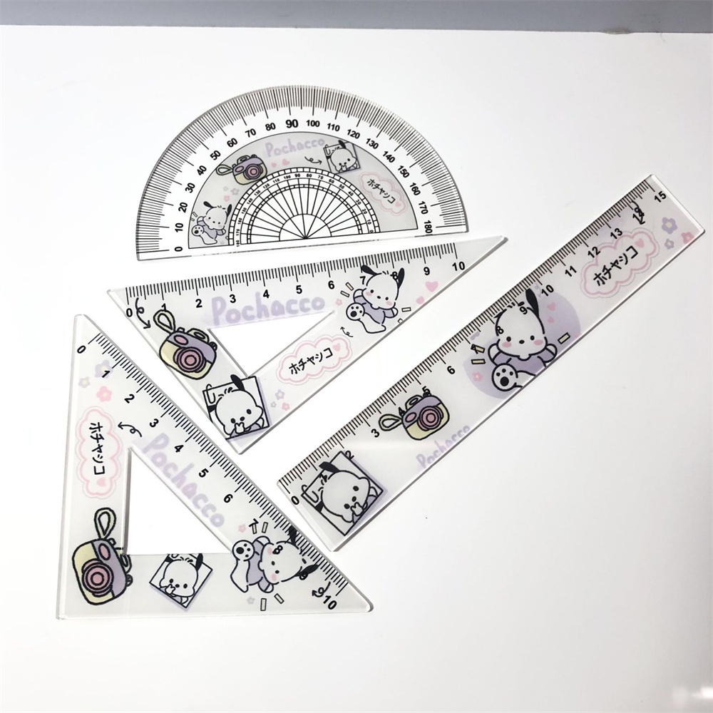 4pcs/set Sanrio Ruler Kawaii My Melody Cinnamoroll Kuromi Anime Figure ...