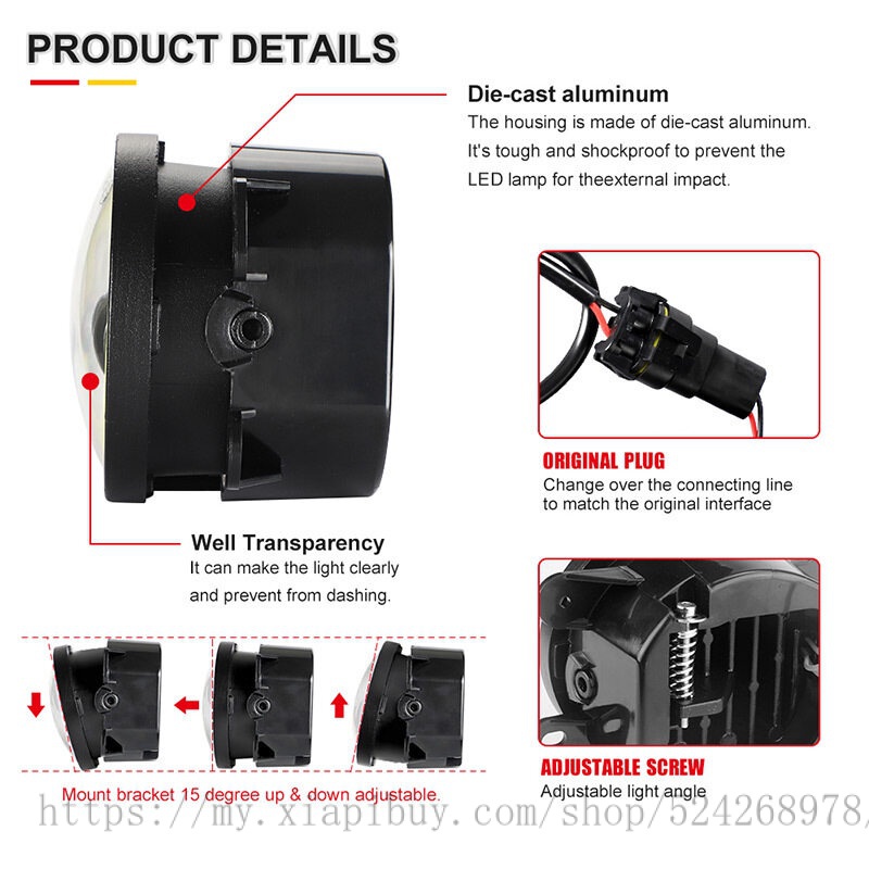 【Ready Stock】3.5" / 4" Inch LED Fog Lights 60W Amber Yellow CREE Led ...