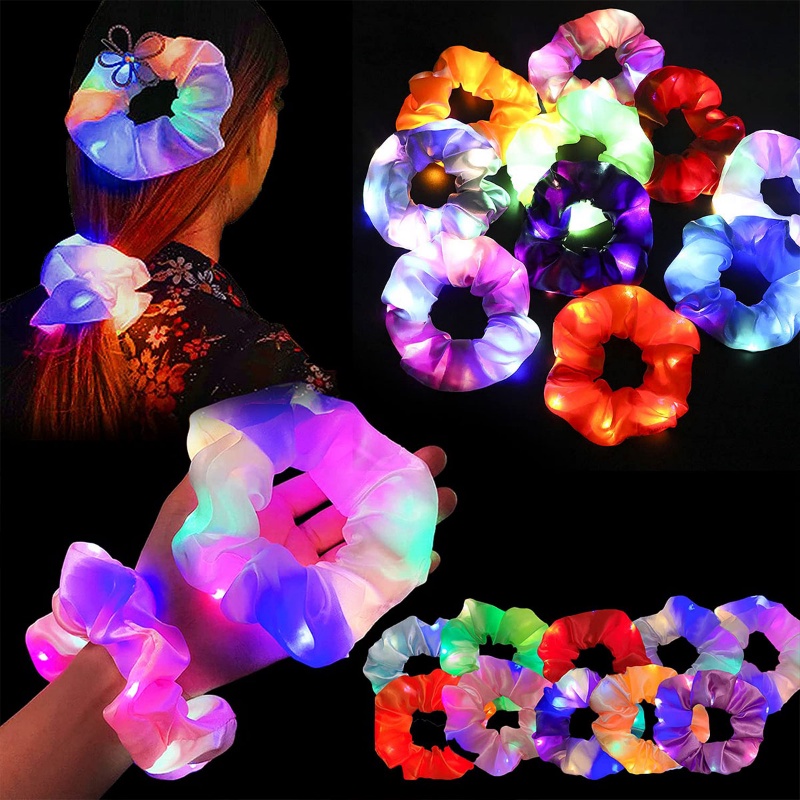 Hair Scrunchies Led Flash Hair Rope Light Modes Scrunchies Satin ...