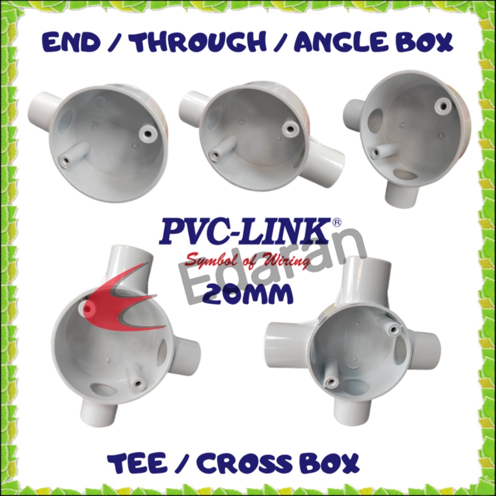 PVC LINK 20MM (3/4") - END BOX , THROUGH BOX , ANGLE BOX , TEE BOX AND ...