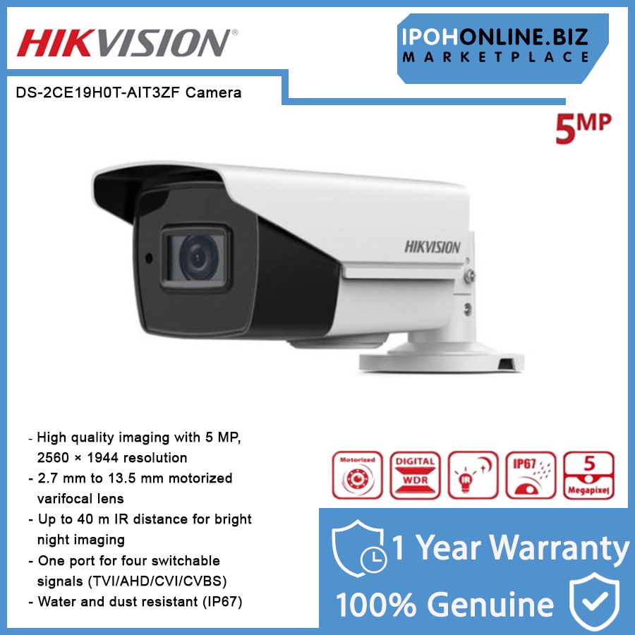 Hikvision 5MP Motorized Varifocal CCTV Outdoor Bullet Color Camera (2.7 ...