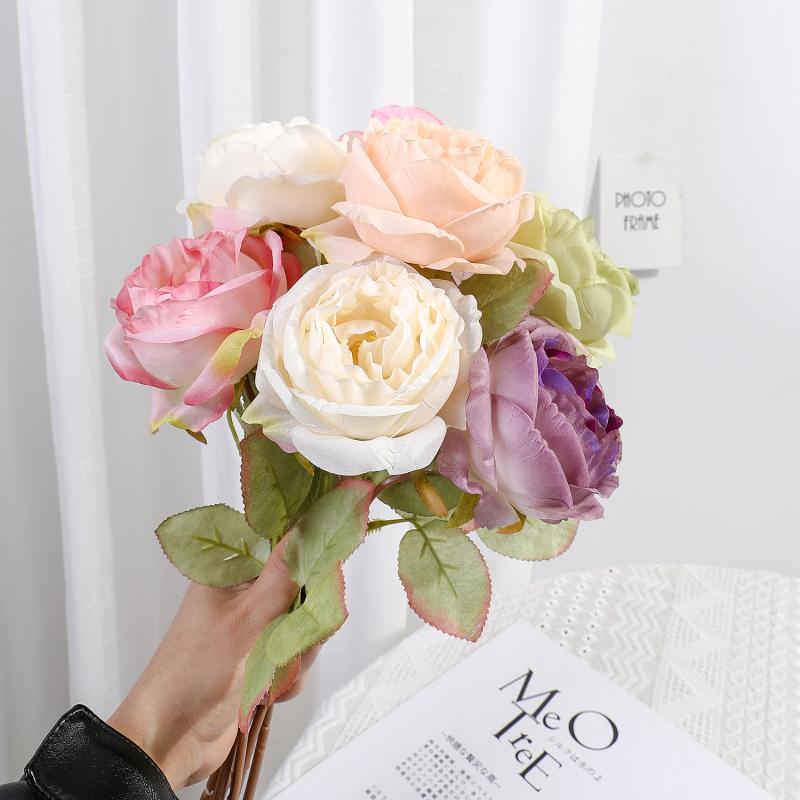 11*6cm Big Rose Artificial Flower Bouquet High Quanlity Fake Flowers ...