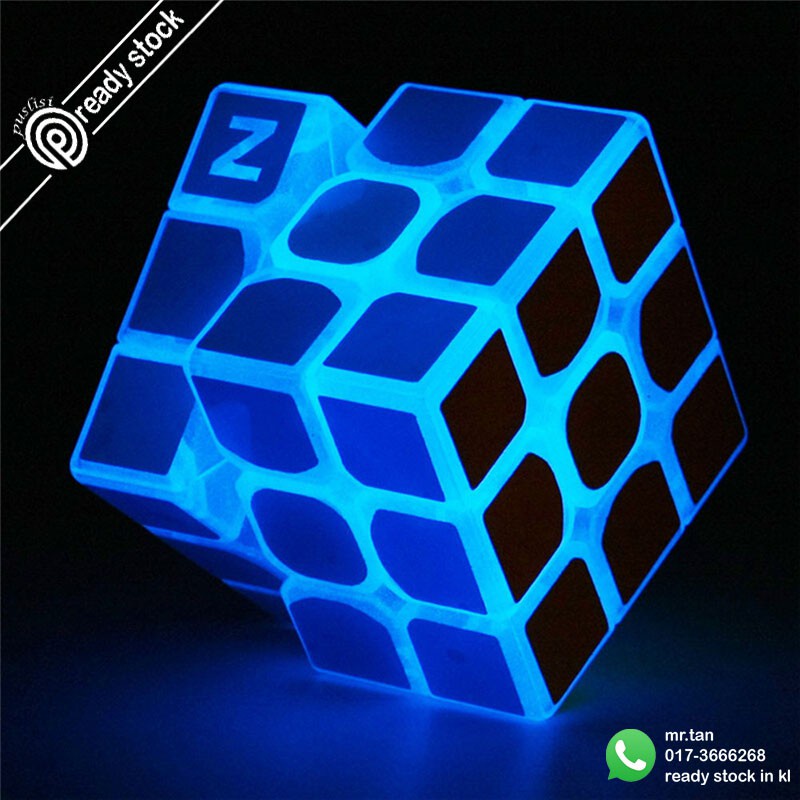 Z-cube Luminous Blue Cube Linen Finish Sticker Model Magic Cube Smart ...