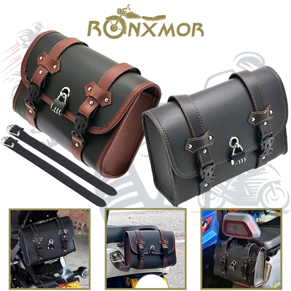Universal Motorcycle Saddlebag with Lock Side PU Leather Luggage ...