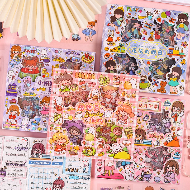 Journamm 100pcs/pack Kawaii DIY Stickers Gift Box Set Transparent PET ...