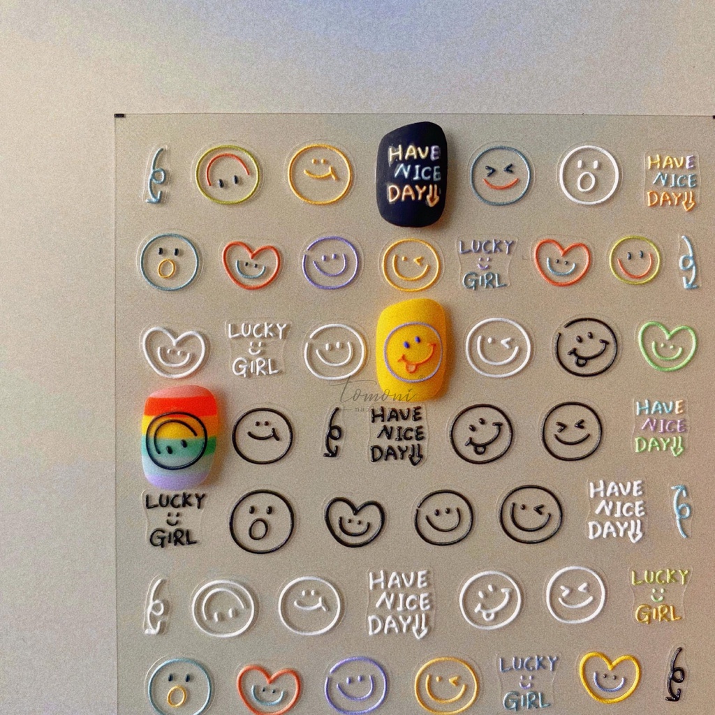 [Meow.Sensei] Embossed Smiley Bear Embossed Manicure Sticker to1471 ...