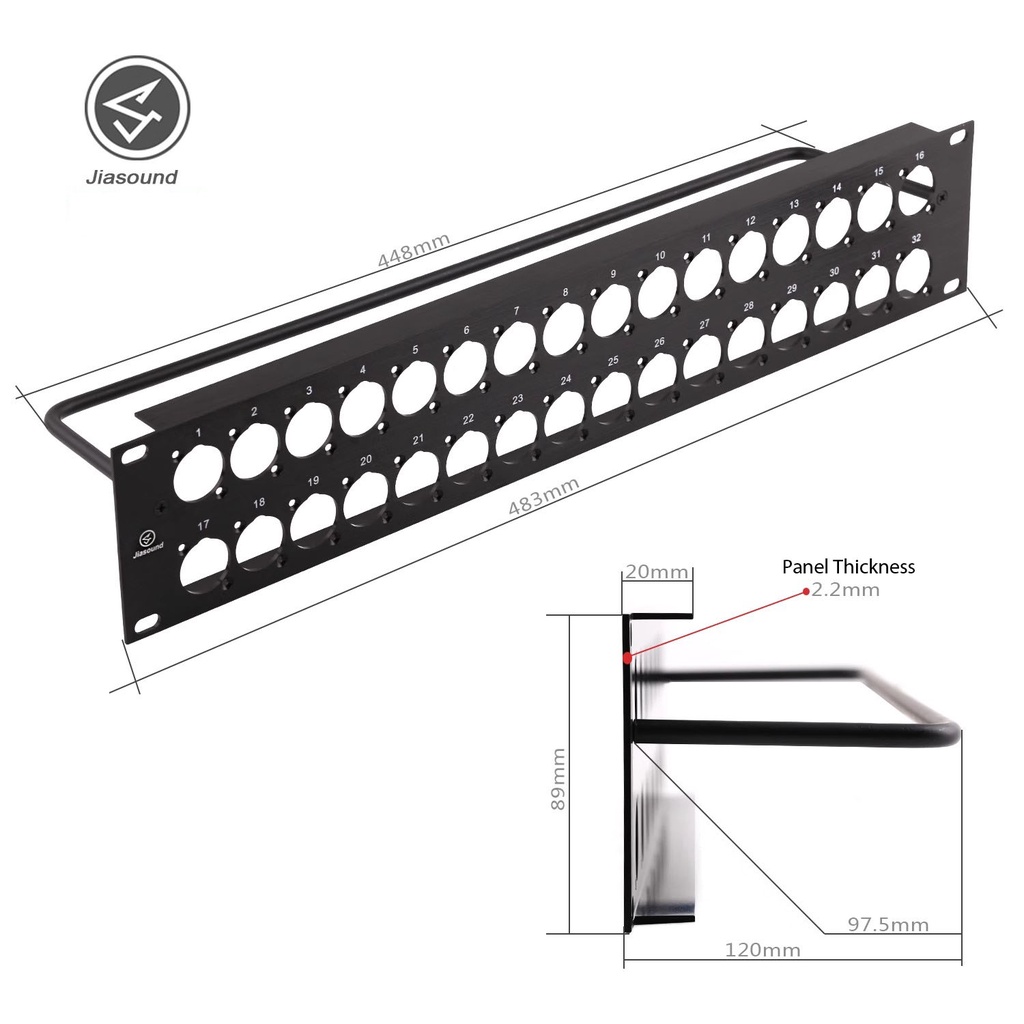1U 2U Rack Patch Panel 8 12 16 24 Way Channel Flight Case Mount for XLR ...