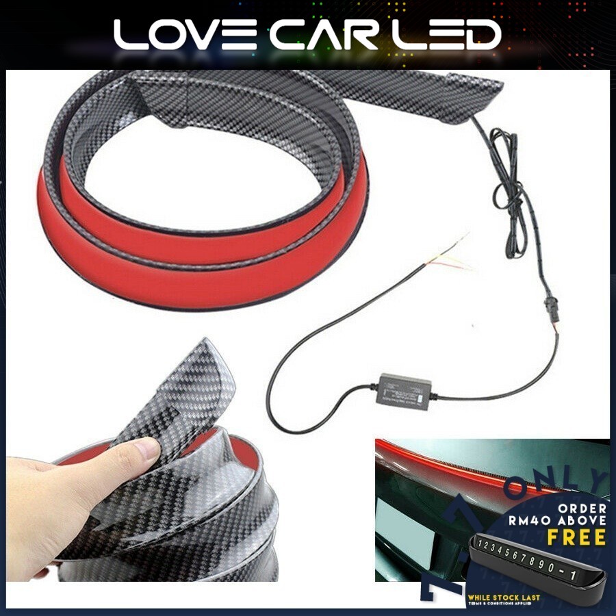 Car RED Led Rear Trunk Spoiler Lip Tail Wing Brake Light Turn Signal ...