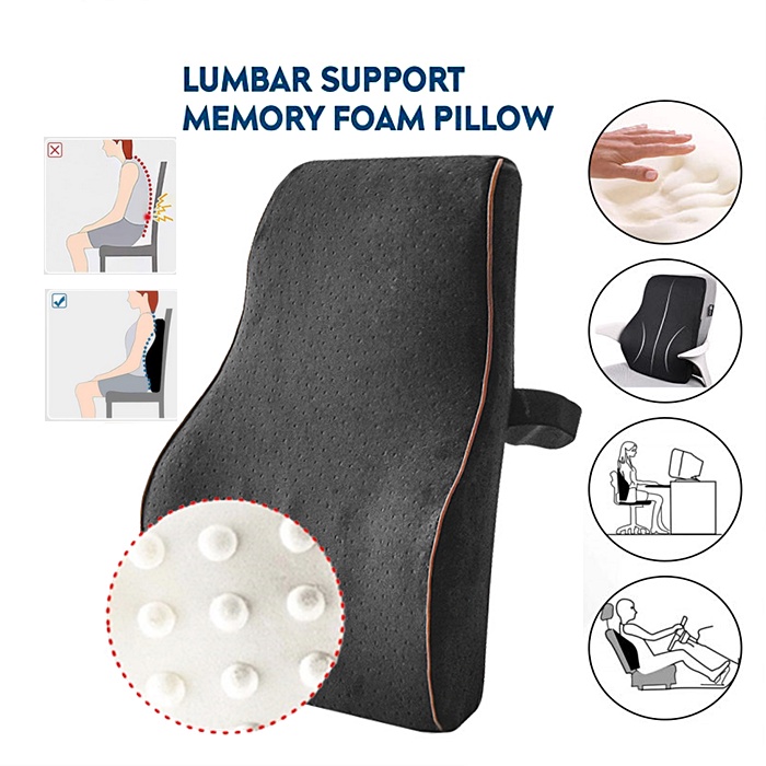 Memory Foam Back Pain Relief Velvet Lumbar Support Cushion Pillow of ...