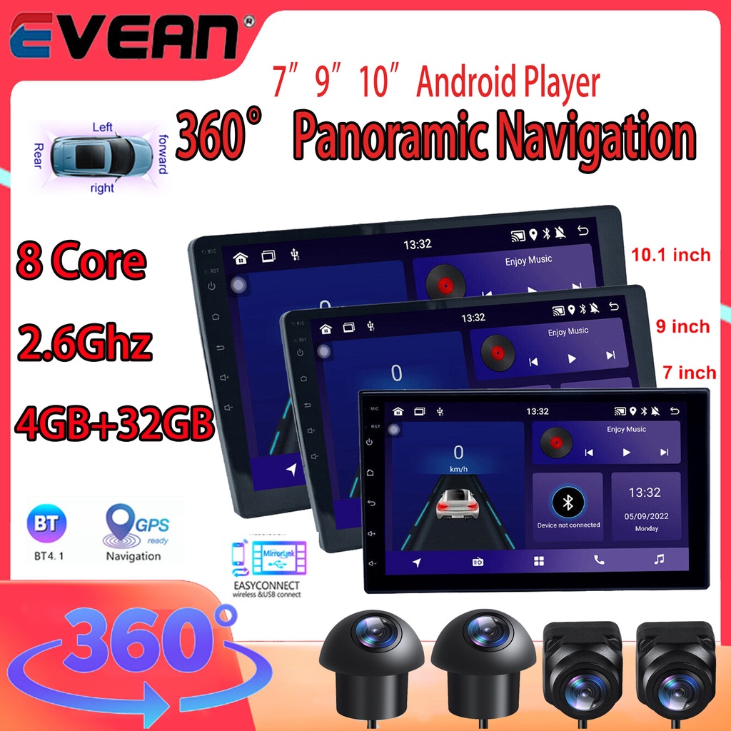 Evean【Octa-Core/4GB+32GB】360 Panoramic Navigation 2 Din 7/9/10 Inch ...