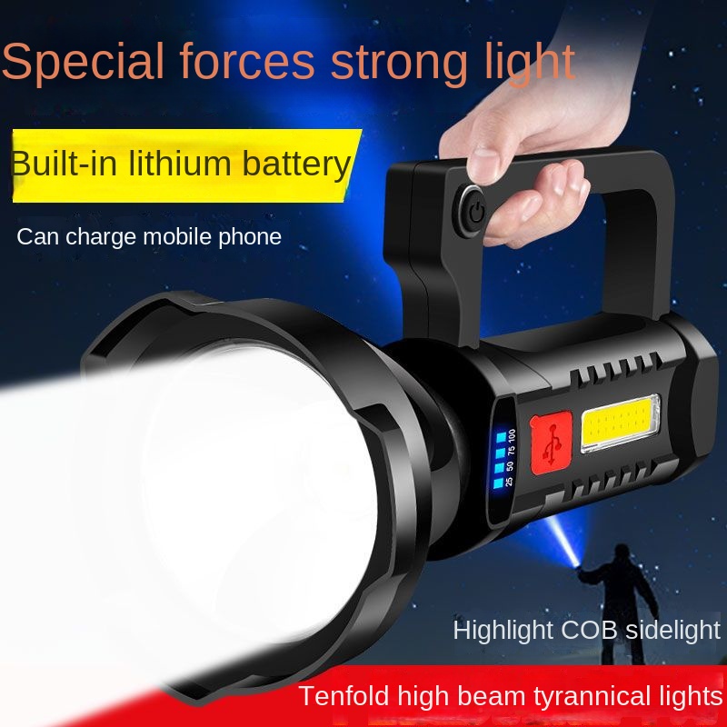Flashlight Strong Light Rechargeable Searchlight Outdoor Super Bright ...