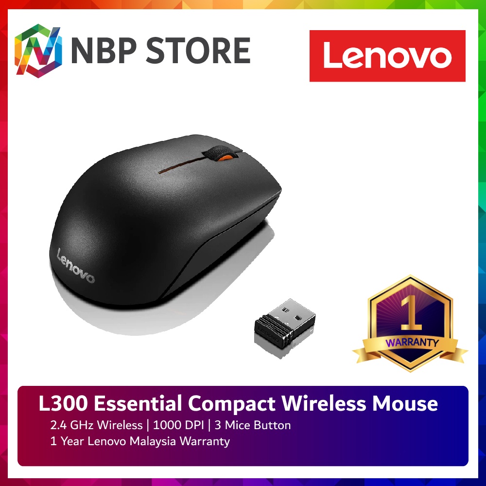 Lenovo L300 Essential Compact Wireless Mouse Black | Shopee Malaysia