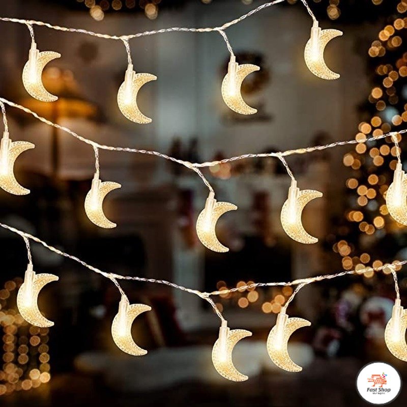 FS Ramadan Mubarak LED Moon String Lights / Eid Mubarak Garland Battery ...