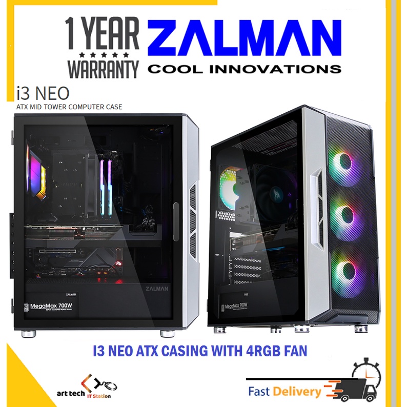 ZALMAN I3 NEO ATX CASING WITH 4RGB FAN | Shopee Malaysia