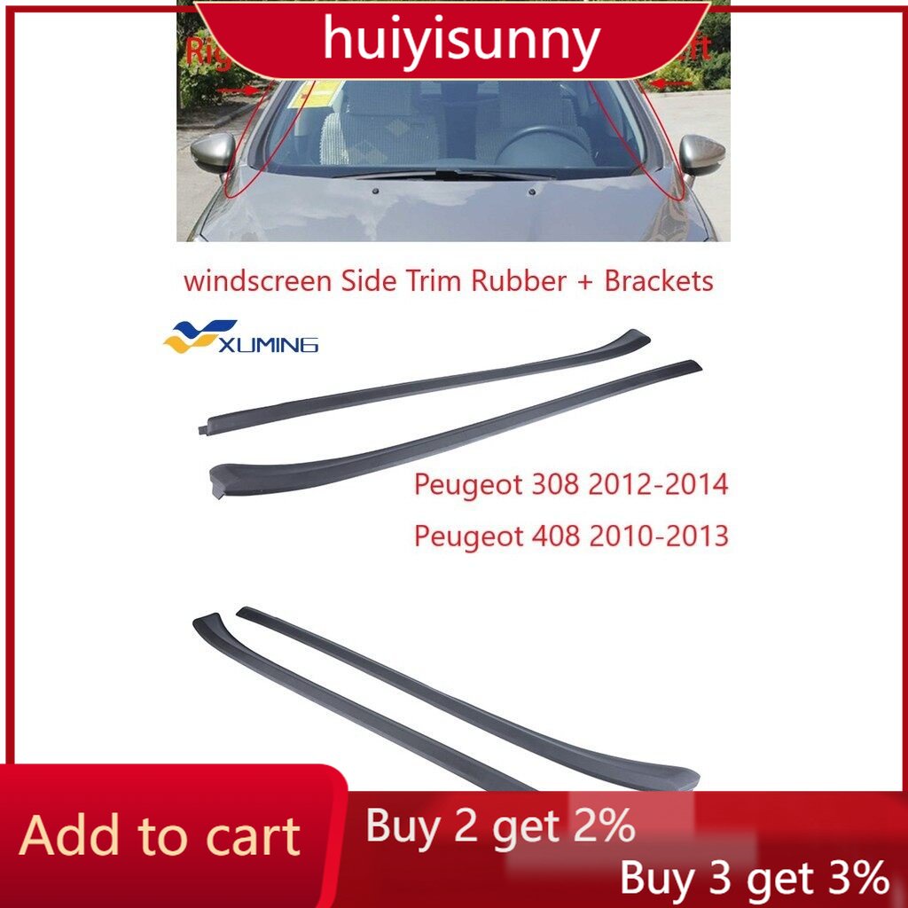 Peugeot 308 / 408 windscreen Side Trim Rubber + Brackets New Genuine ...