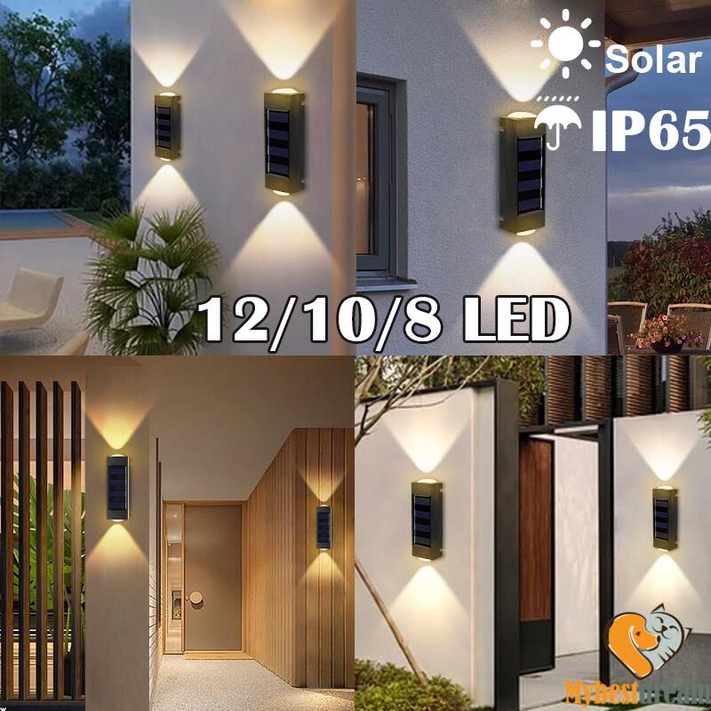 10 LED Raya Lampu Dinding Solar Luar Lamp Outdoor Waterproof Light ...
