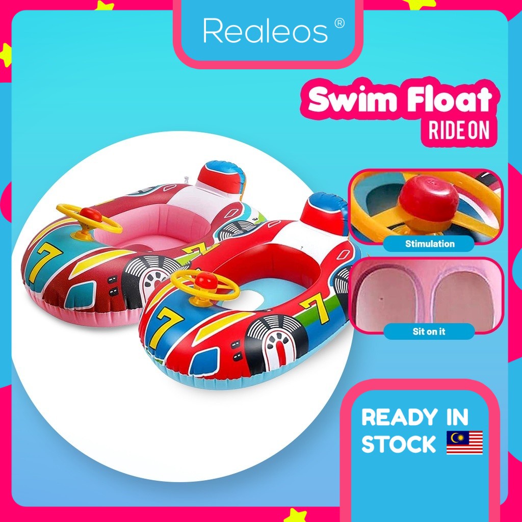 Realeos Car Sit Ride On Float Kids Swimming Float Life Baby Inflatable ...