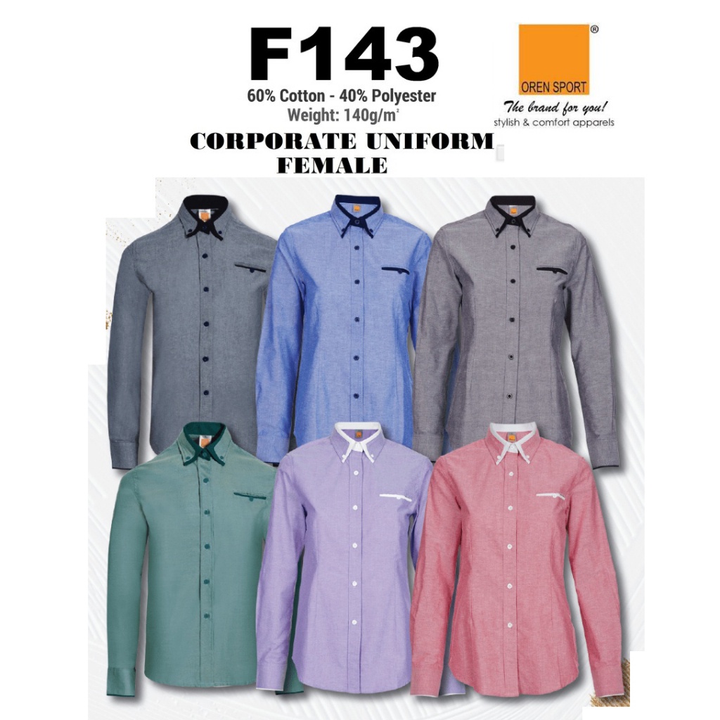 BAJU KORPORATE UNIFORM F143 COMBO LENGAN PANJANG CUTTING PEREMPUAN ...