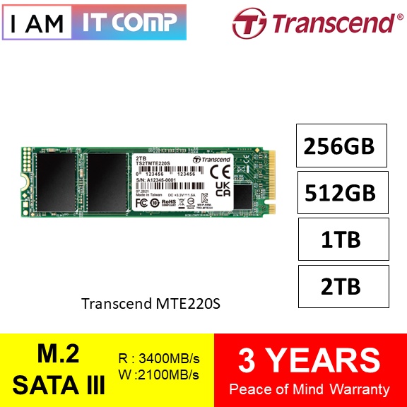 Transcend MTE220S M.2 PCIe NVMe Gen 3x4 TLC 3D NAND SSD | Shopee Malaysia