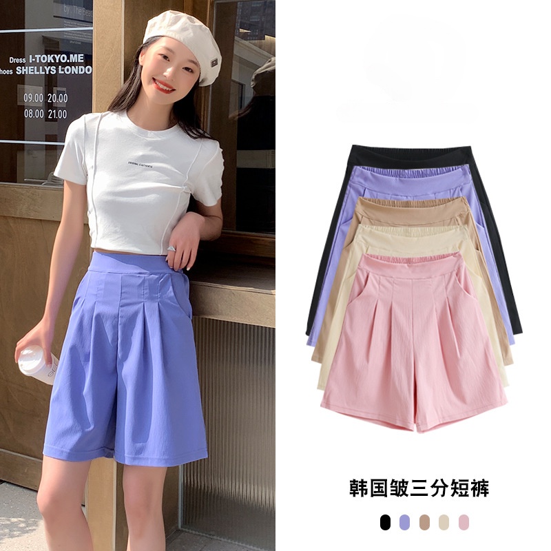 Ladies Three-Point Shorts Summer Loose Large Size High Waist Straight ...