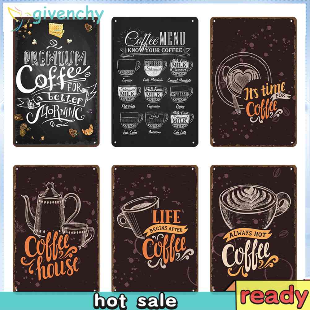 20x30cm Coffee Flat Rectangular Tin Painting Metal Wall Sign Plaque ...