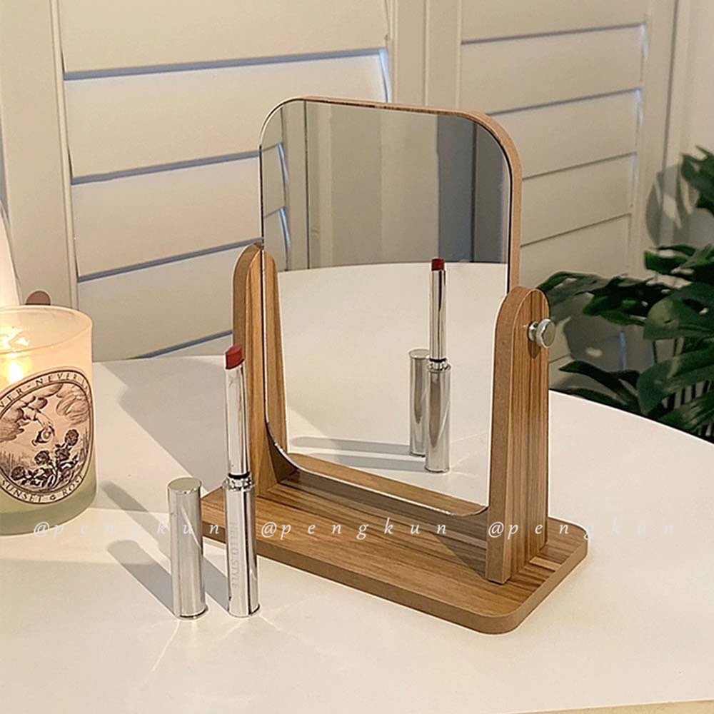 Wooden makeup mirror portable desktop adjustable mirror to send ...