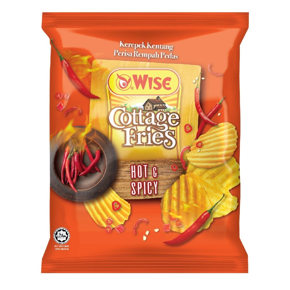 Wise Cottage Fries Hot & Spicy Flavour Potato Chips Snack Jajan 65G | Shopee Malaysia