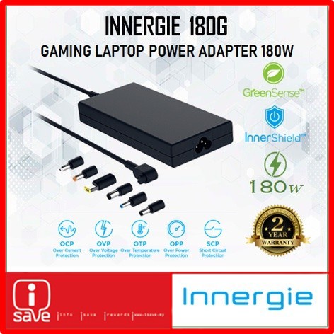 INNERGIE 180G UNIVERSAL GAMING LAPTOP 180W POWER ADAPTER COMPATIBLE FOR ...