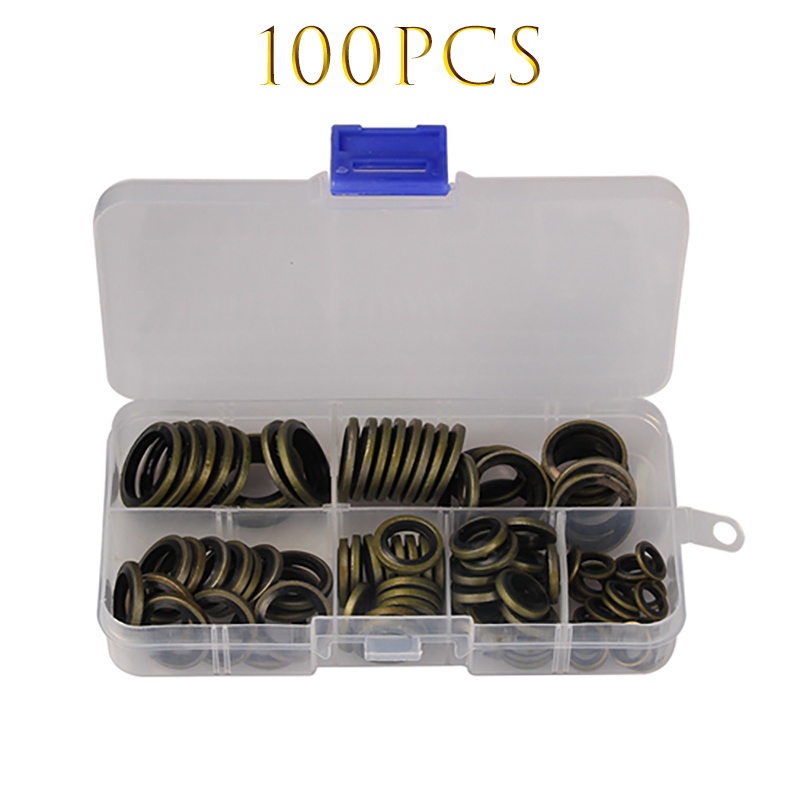 150/100pcs Bonded Seal Sealing Ring Assortment Kit Oil Drain Screw Combined Washer Seal Set M6 ...