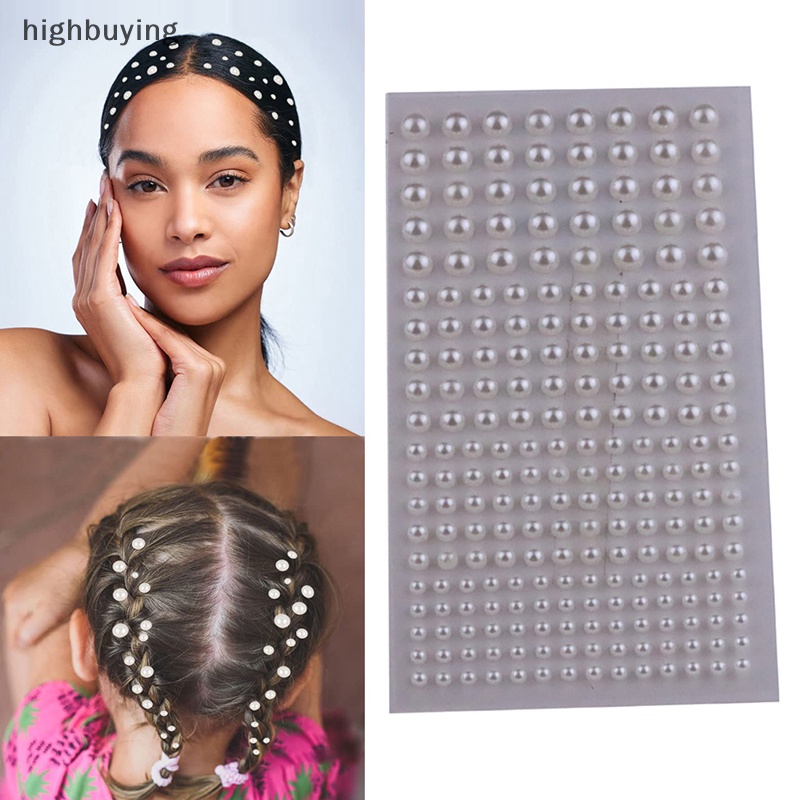 HBMY Hair Pearls Stick On Self Adhesive Pearls Stickers Face Pearls ...