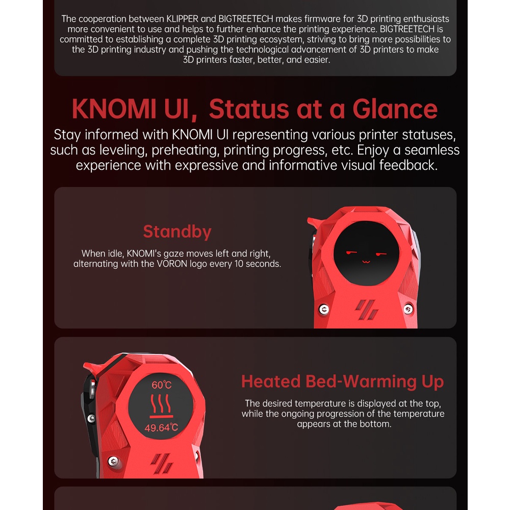BIGTREETECH Knomi v1.0 Mini Round Screen for Voron Stealthburner Hotend ...