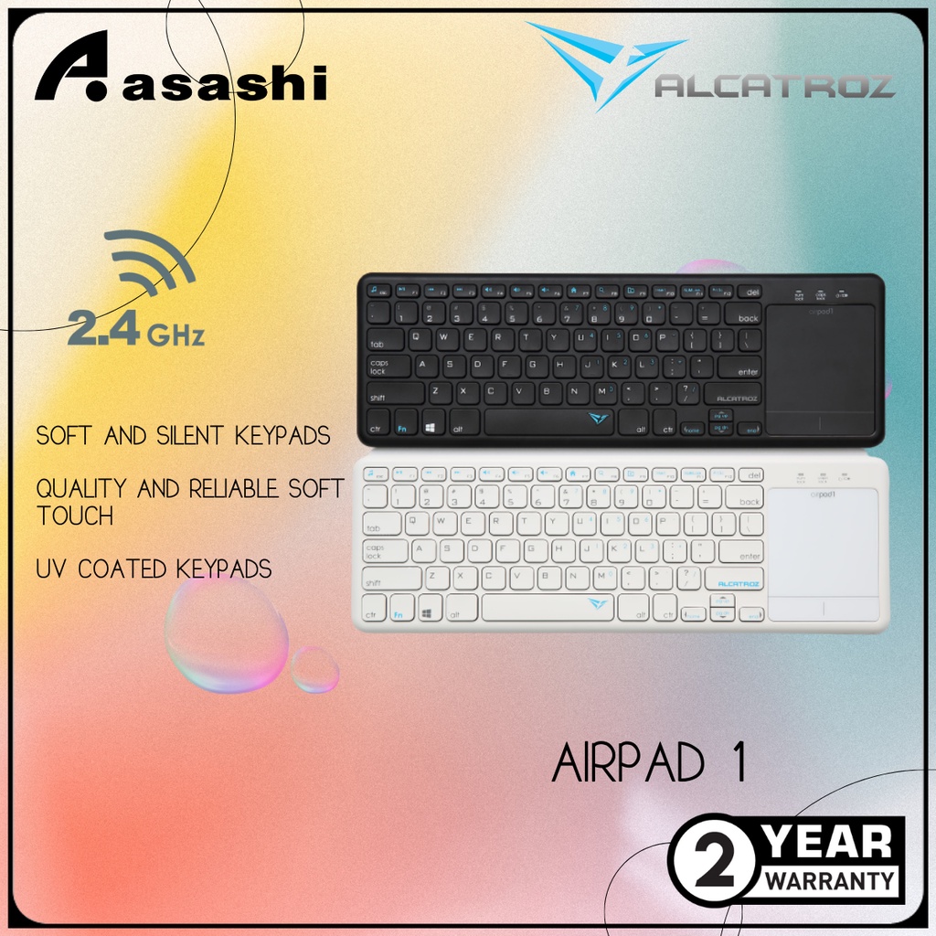 Alcatroz AIRPAD 1 Black / White 2.4G Wireless Keyboard with Touch Pad ...