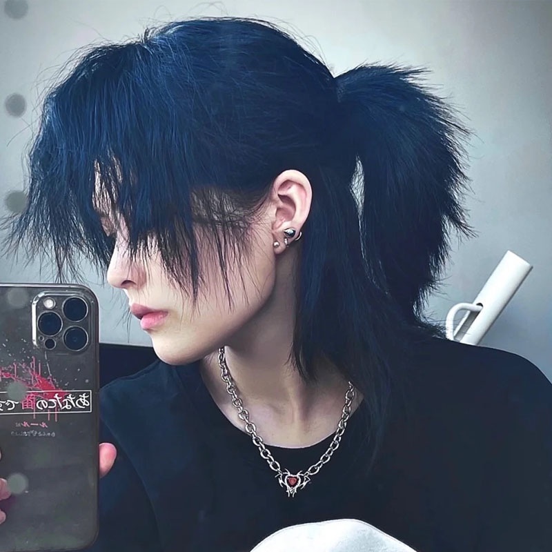 Samurai Head Wig Japanese Handsome Neutral Mullet Head Fluffy Natural ...