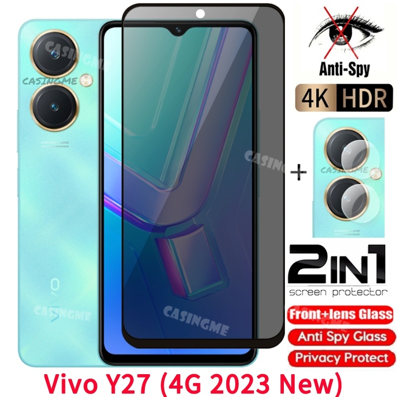 Vivo Y27 2023 Private Tempered Glass Anti-Spy Full Cover Screen Protector Anti Peek Privacy Film ...