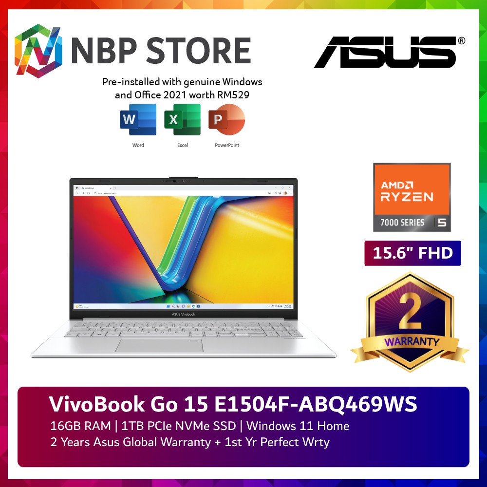 Asus VivoBook Go 15 E1504F-ABQ469WS 15.6'' FHD Laptop Cool Silver ...